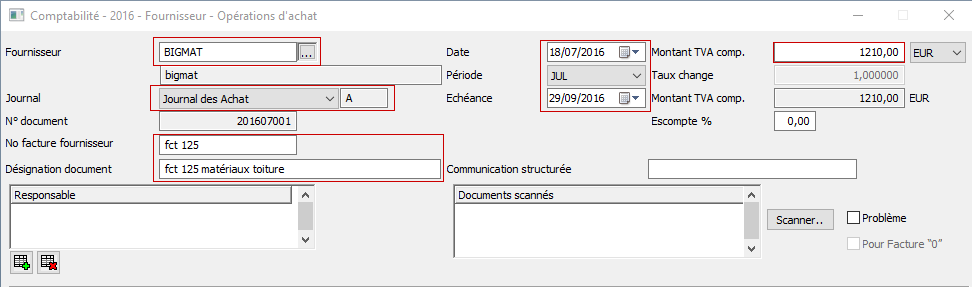 L’encodage des factures d’achats